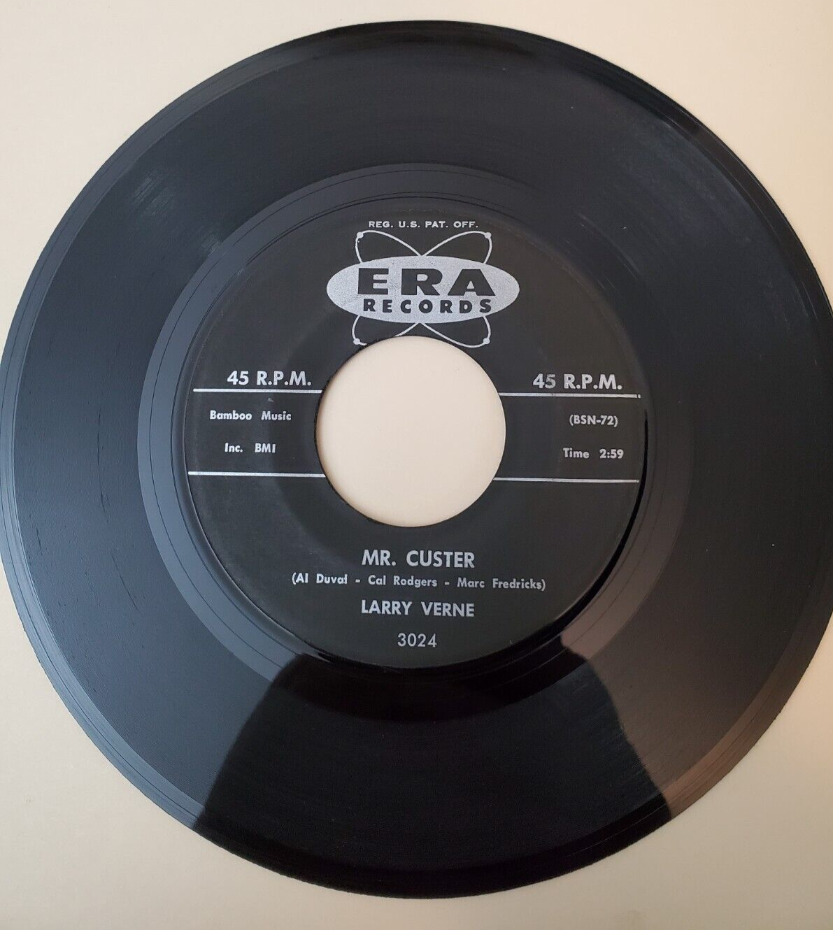 Larry Verne MR. CUSTER / OKEEFENOKEE TWO STEP (NOVELTY 45) #3024 PLAYS ...