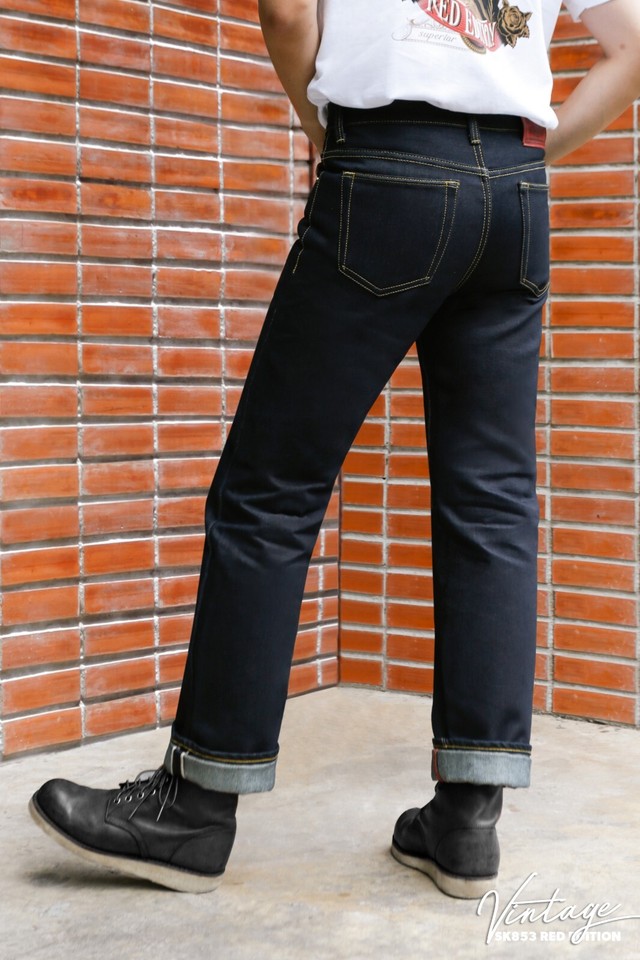 Simple&Raw - Red Edition 16oz. Selvedge Denim Men's Jeans Slim Straight ...