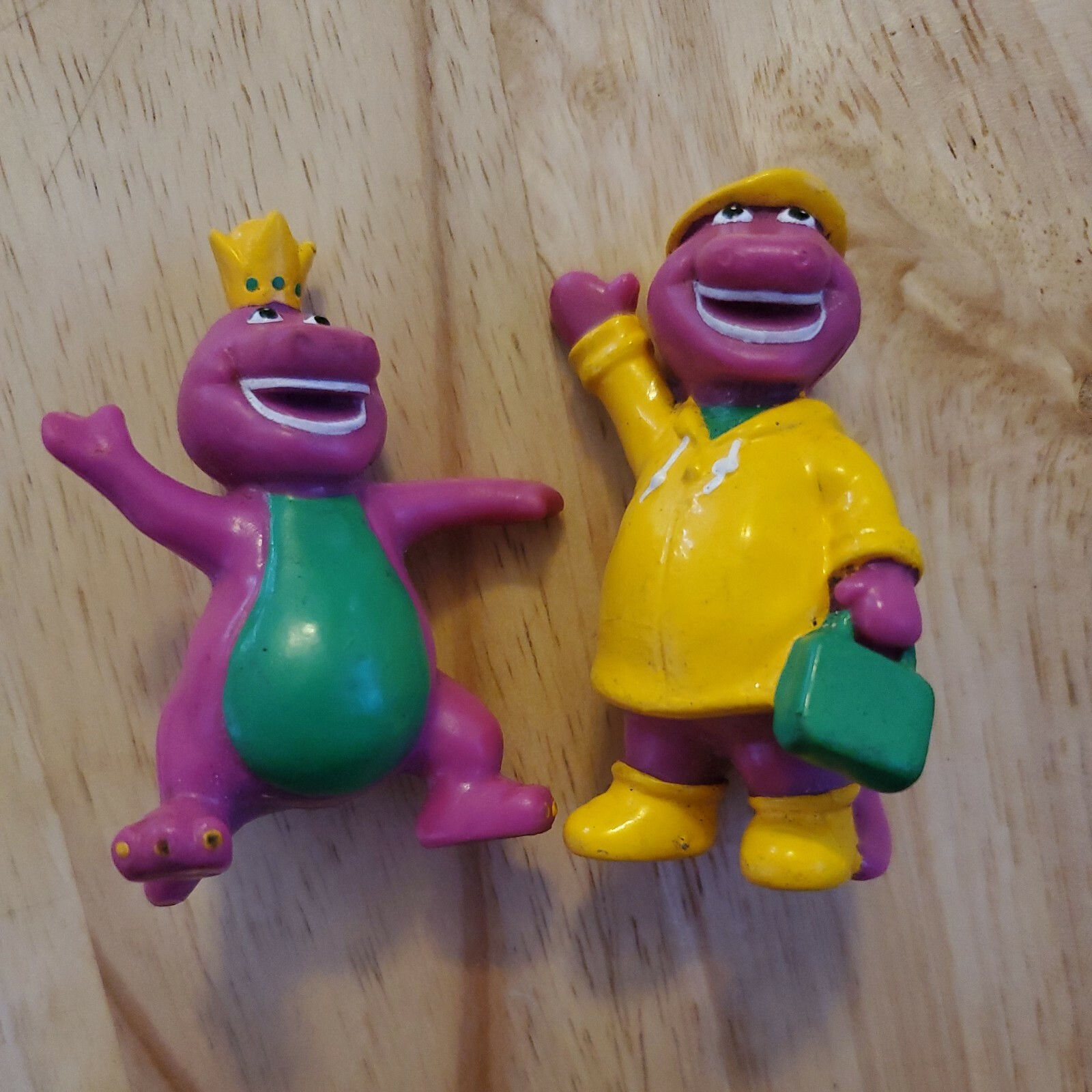 Lot Of 2 Vintage Barney Figures 2 ½ Tall Raincoat And Crown Barney | eBay