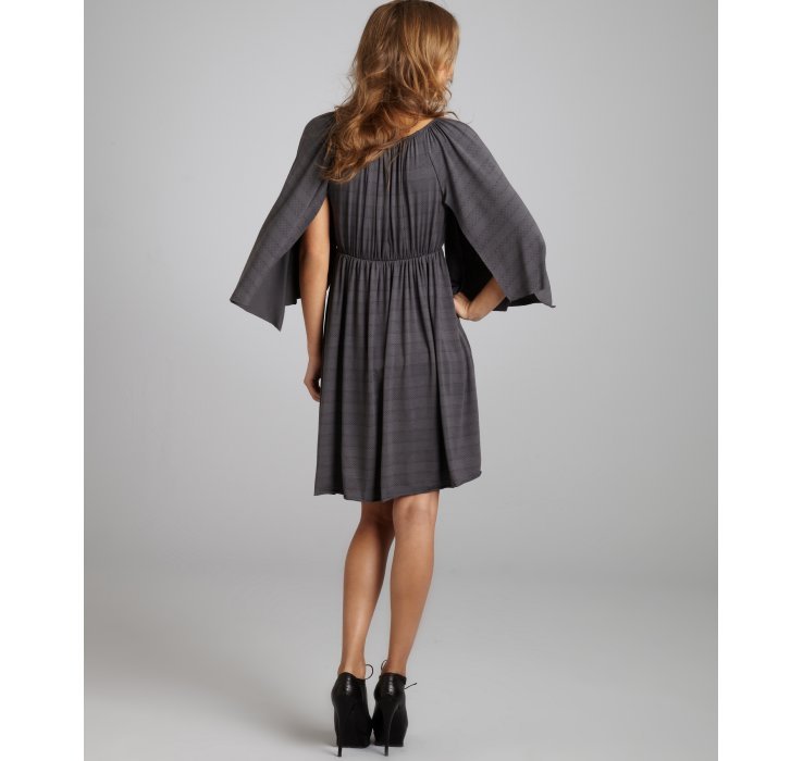 $210 Rachel Pally ELOISE Charcoal Graphite Dot Drape Cape Dress XS NWT ...