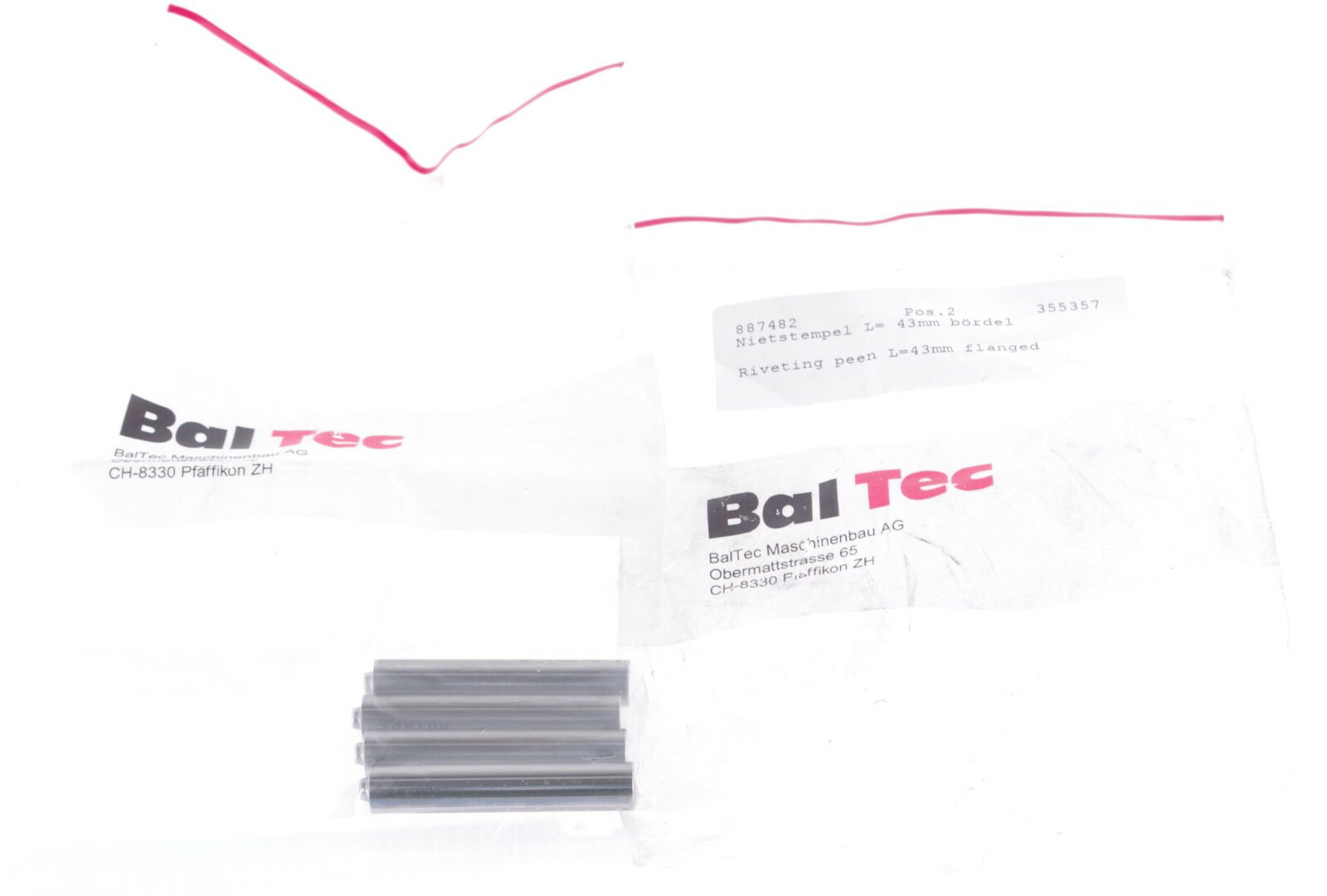 BALTEC BAL TEC 887482 RIVETING PEEN L=43mm ∅=7,8mm FLANGED ! 4PCS ...