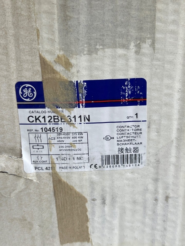 GE CK12BE300 CONTACTOR CK12BE311N AC3 380-400V 375KW COIL 220-250V AC ...