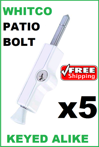 5 x WHITE WHITCO PATIO BOLT LOCKABLE 4 x KEYS SLIDING DOOR LOCK ...