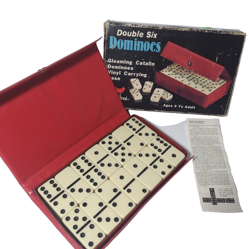 Vintage Gleaming Catalin Double 6 Dominoes Set In Red Vinyl Case Cardinal 47754510003 | eBay