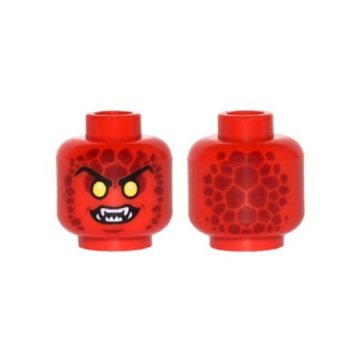 LEGO - Minifig, Head w/Thin Eyebrows, Yellow Eyes, Red Scales & Fangs ...