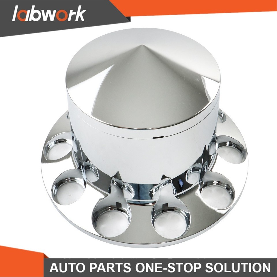 Labwork Chrome Semi Truck Hub Cover Wheel Set Rear Nut Covers Spiked ...