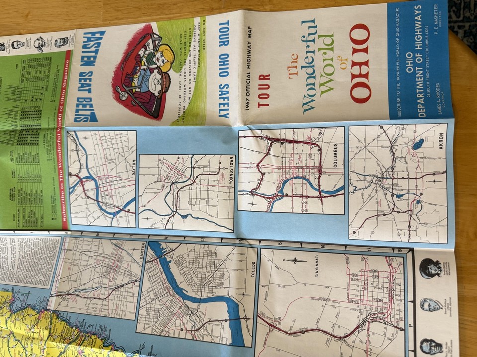 Vintage 1967 Ohio Official Highway Travel Map Wonderful World Of Ohio ...
