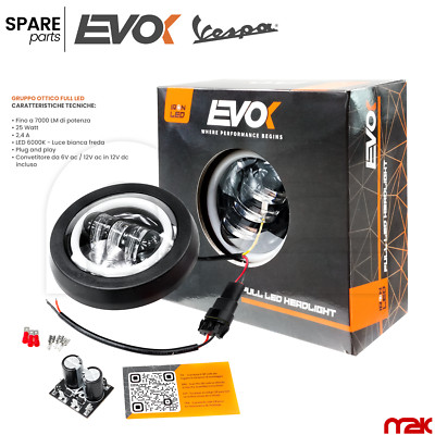 FARO LUCE FULL LED EVOK PER PIAGGIO VESPA ET3 PRIMAVERA 125 FANALE ...