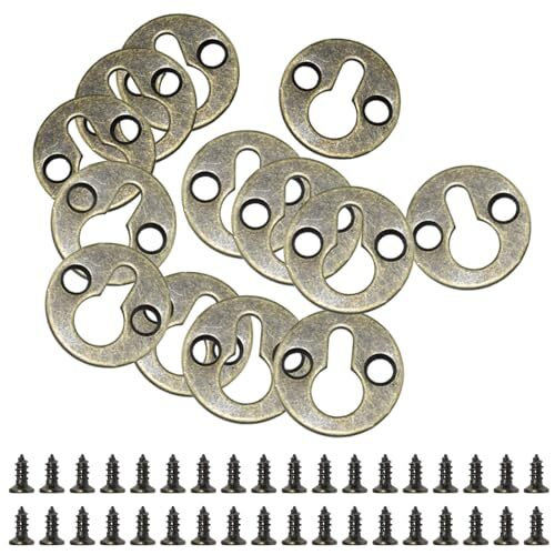 20 Pieces Metal Round Type Keyhole Hangers Shelf Brackets Picture 25MM ...