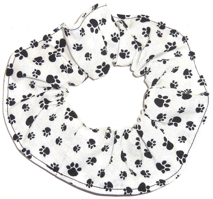Hair Scrunchie Tie Ponytail Holder Dog Cat Paw Print Fabric Scrunchies ...
