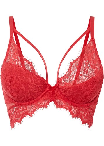 Eleganter BH mit Spitze und Straps Gr. (85) C Rot Damen-Bra Oberteil ...
