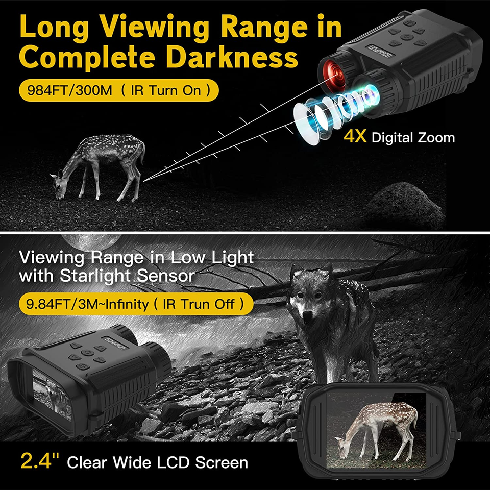 Mini Night Vision Binoculars Goggles 984ft 100% Dark 32GB Card Reader ...