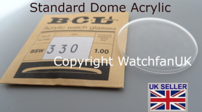 BCL Watch Glass Acrylic Crystal - Low Domed - 1mm thick Dia range 17 mm ...