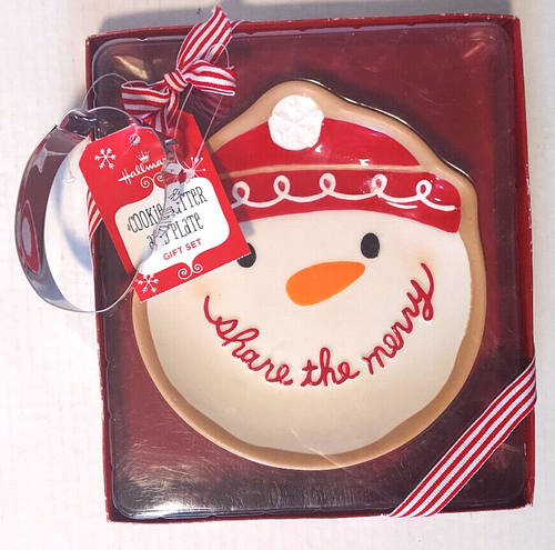 Hallmark Snowman Share The Merry Cookie Plate 7" & Cookie Cutter Gift ...