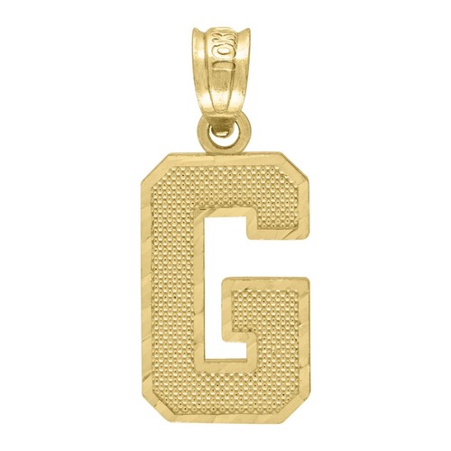 Small Tiny 10K Gold Initial G Charm Texture Letter Pendant For Necklace ...