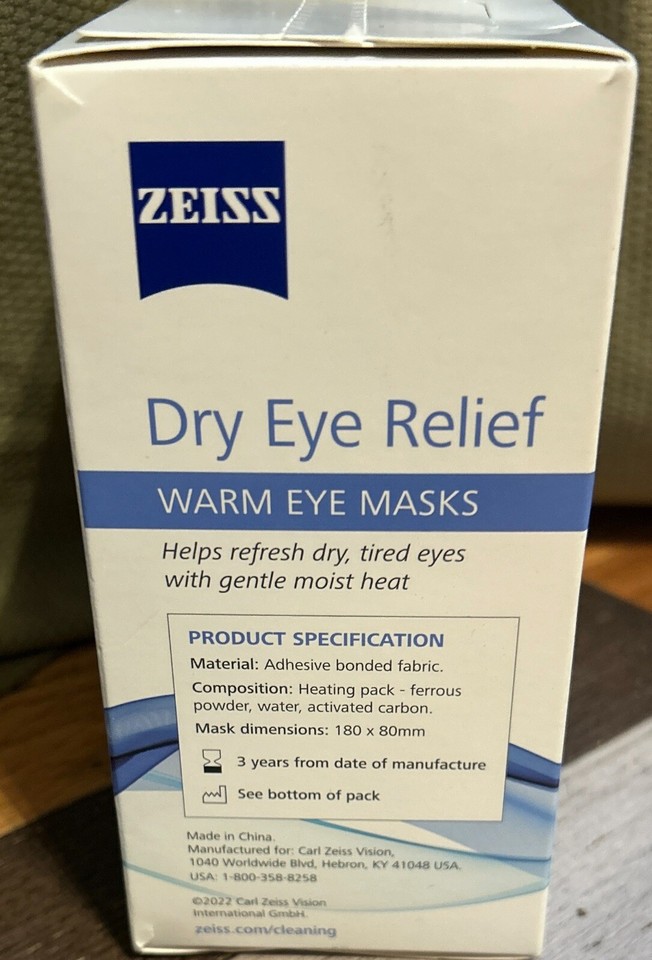 Zeiss Warm Eye Masks, 10 Count for Dry Relief New, Sealed TED Allergies ...