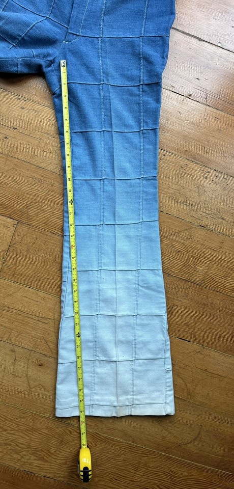 RARE VTG 70s Window Pane Patchwork Ombre Disco Flare Jeans Pants hippie ...