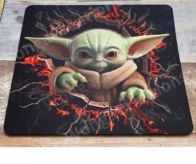Star Wars Baby Yoda Grogu Flames Mouse Pad Computer Office Household | eBay