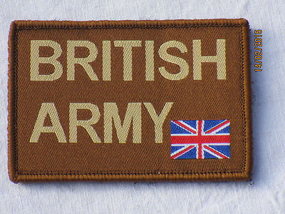 British Army & Union Jack 55x75mm, Brun, Klettrückseite, Armabzeichen ...