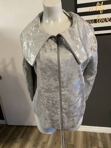 People Like Frank Jacket Sailor Size S Metallic Silver Full Zip Boxy ...
