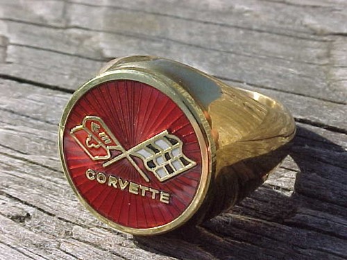Chevrolet Corvette Gold Chrome Ring Size #10 NOS Unique Logo Hi-Quality ...