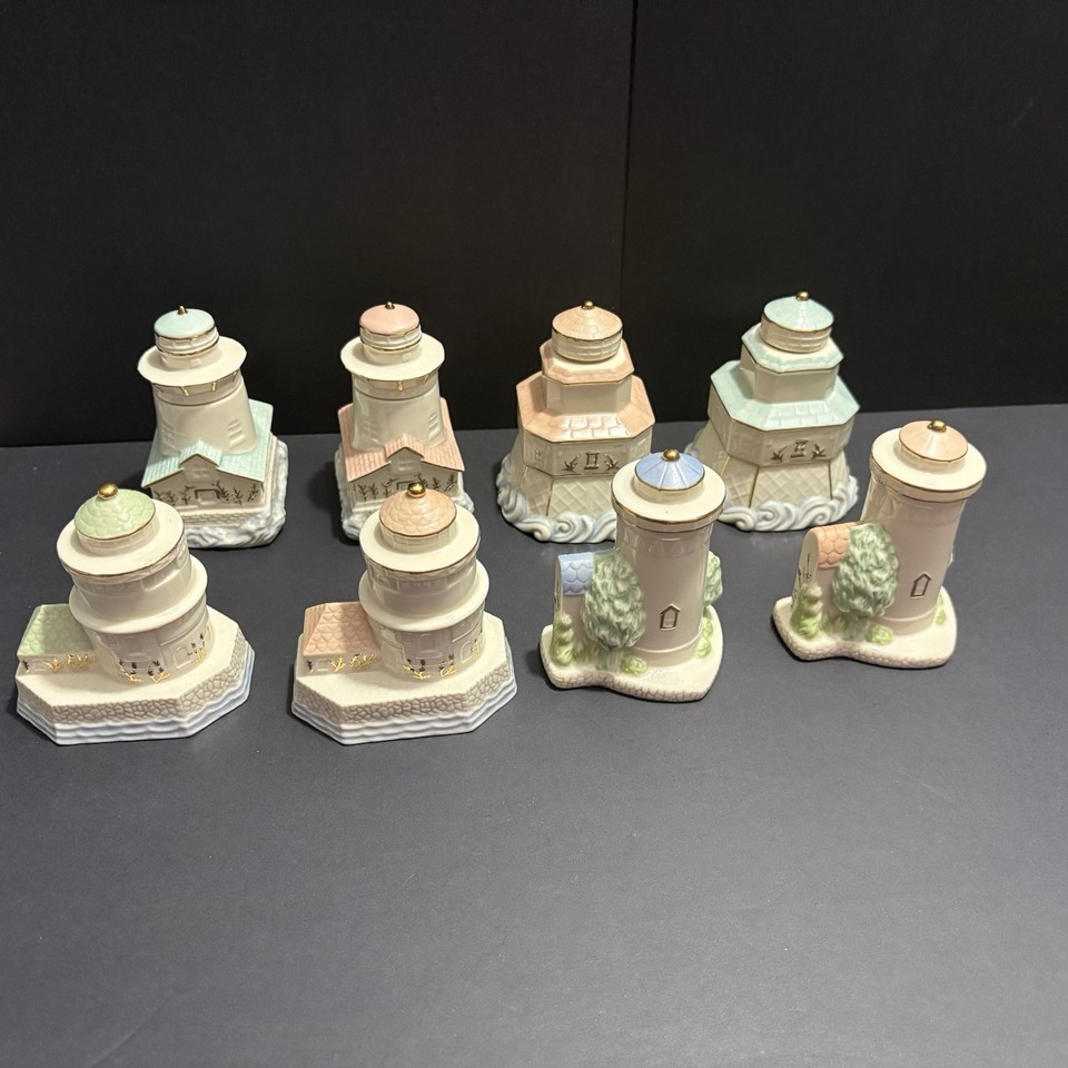 Vintage 2002 Lenox Seaside Spice Jars Lighthouse Collection RARE Beach ...