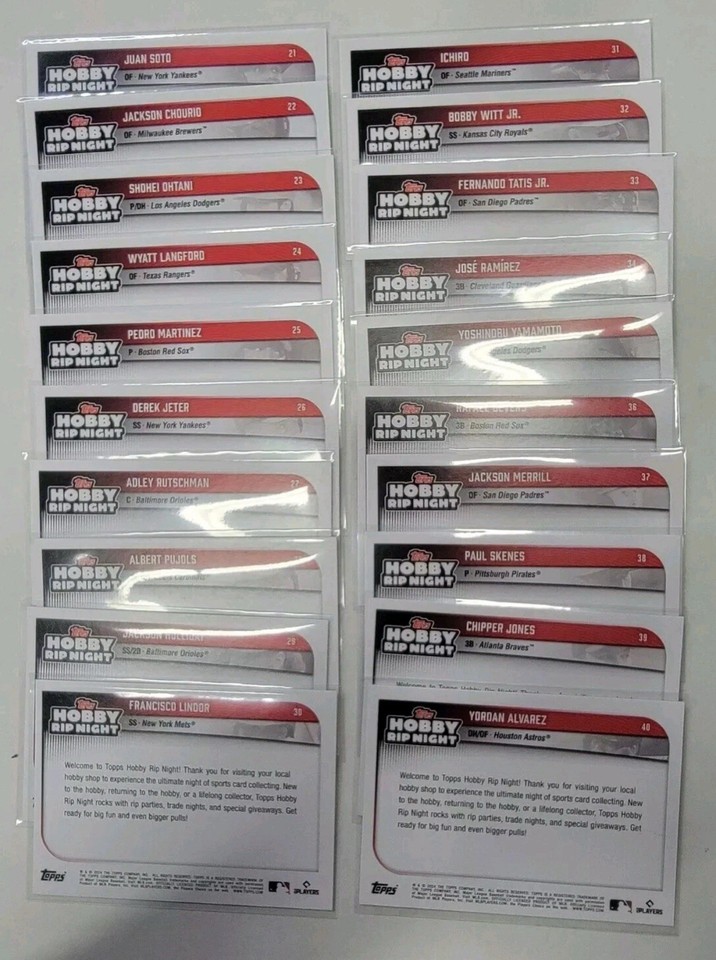 2024 Topps Hobby Rip Night MLB Complete Set 21-40 🔥 Rookies ...