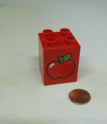 Rare Lego Duplo Red Apple Food Block Specialty Printed Block For School ...