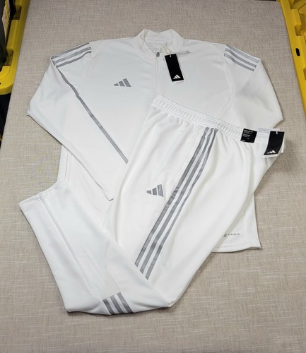 Adidas Tiro Tracksuit Jacket & Pants Set Large Mens White Silver ...