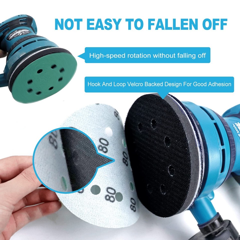 50-PACK 5" Green Film - PSA Self Adhesive Sanding Discs DA Sanders 400 ...