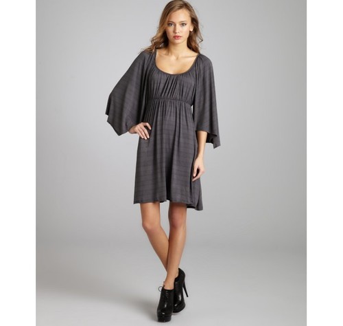 $210 Rachel Pally ELOISE Charcoal Graphite Dot Drape Cape Dress XS NWT ...