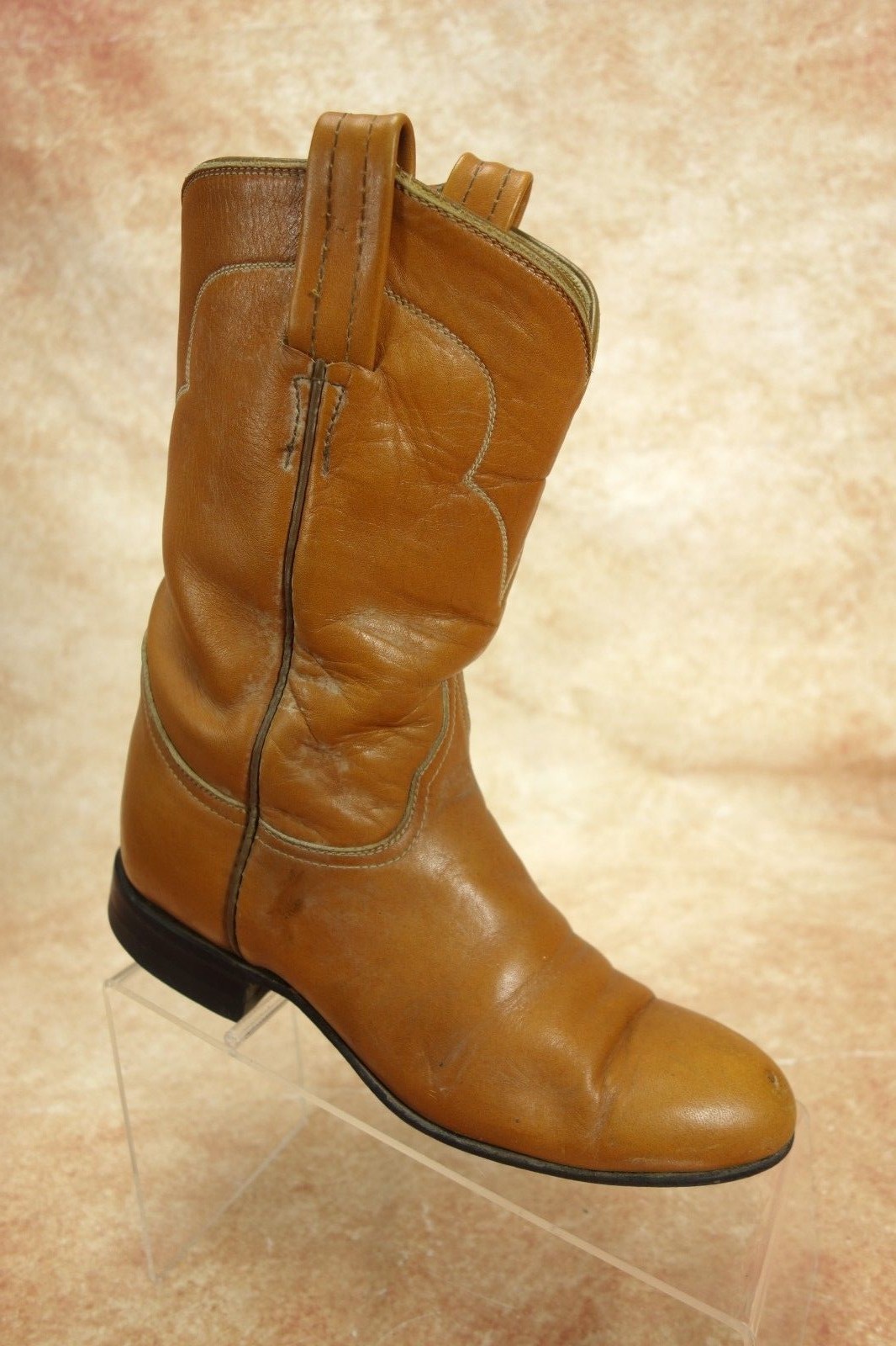 Vintage Tony Lama Butterscotch Leather Western Ropers Cowgirl Boots ...