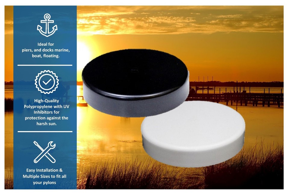 Marine Dock Piling Flat Cap 4" to 14" - Plyon Post Piling Flat Cover ...