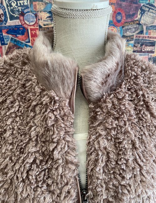 Colleen Lopez Fawn Brown Patchwork Faux Fur Curly Lamb Jacket Coat Xl ...