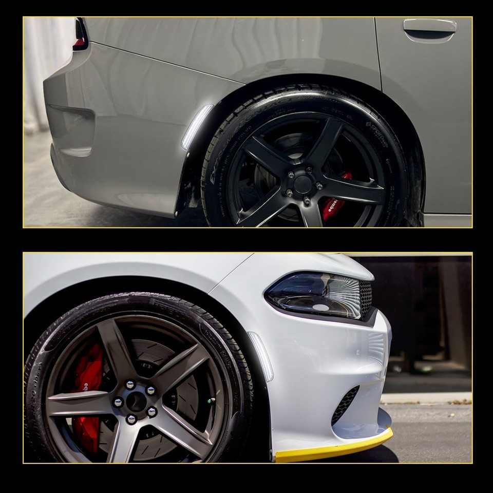 4x Clear LED Side Lights Marker For 15-22 Charger R/T Dodge Scat Pack ...