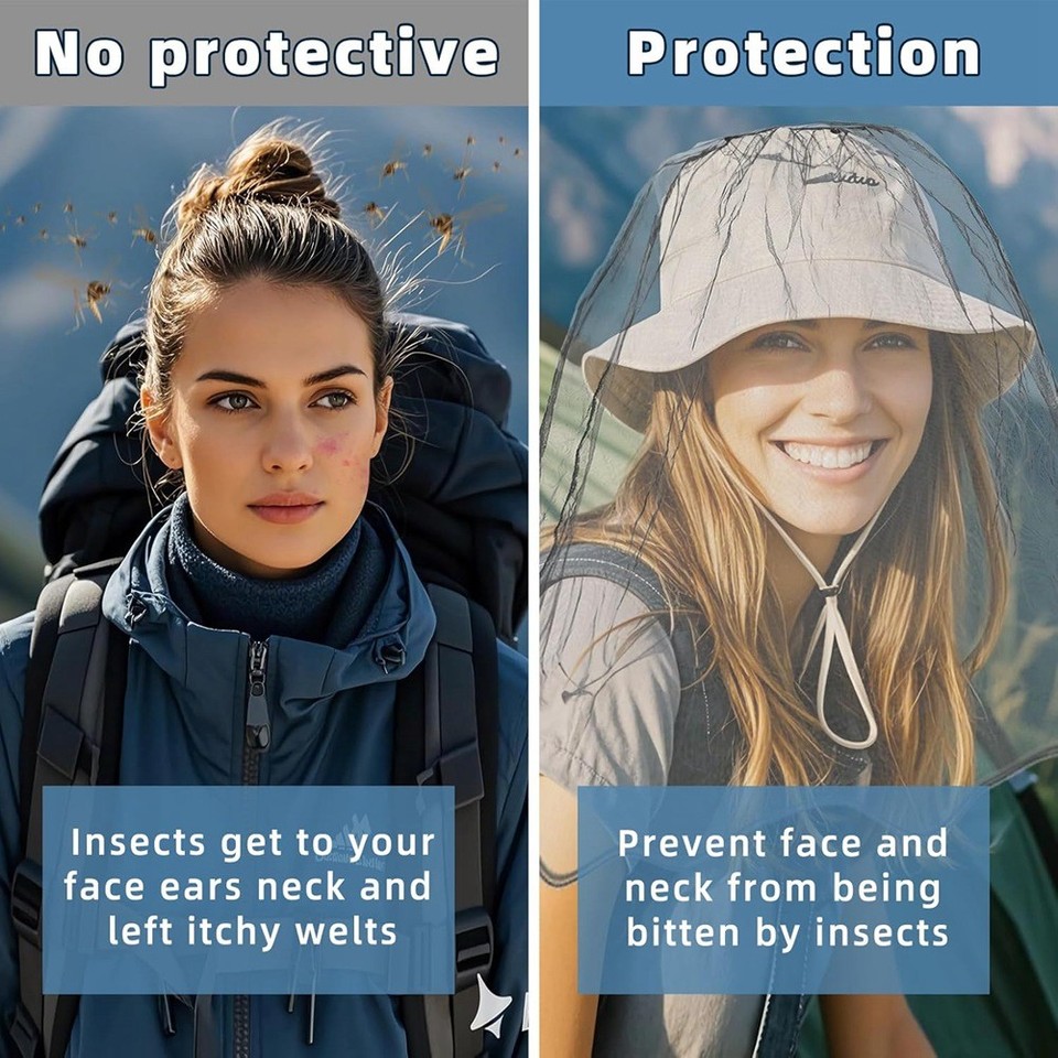 2 Pack Mosquito Net 99 X 66CM Mosquito Head Net Oversized Insect ...