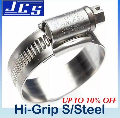 JCS Jubilee Hose Clip Hi-Grip - Stainless Steel Marine Grade - UP TO 10 ...