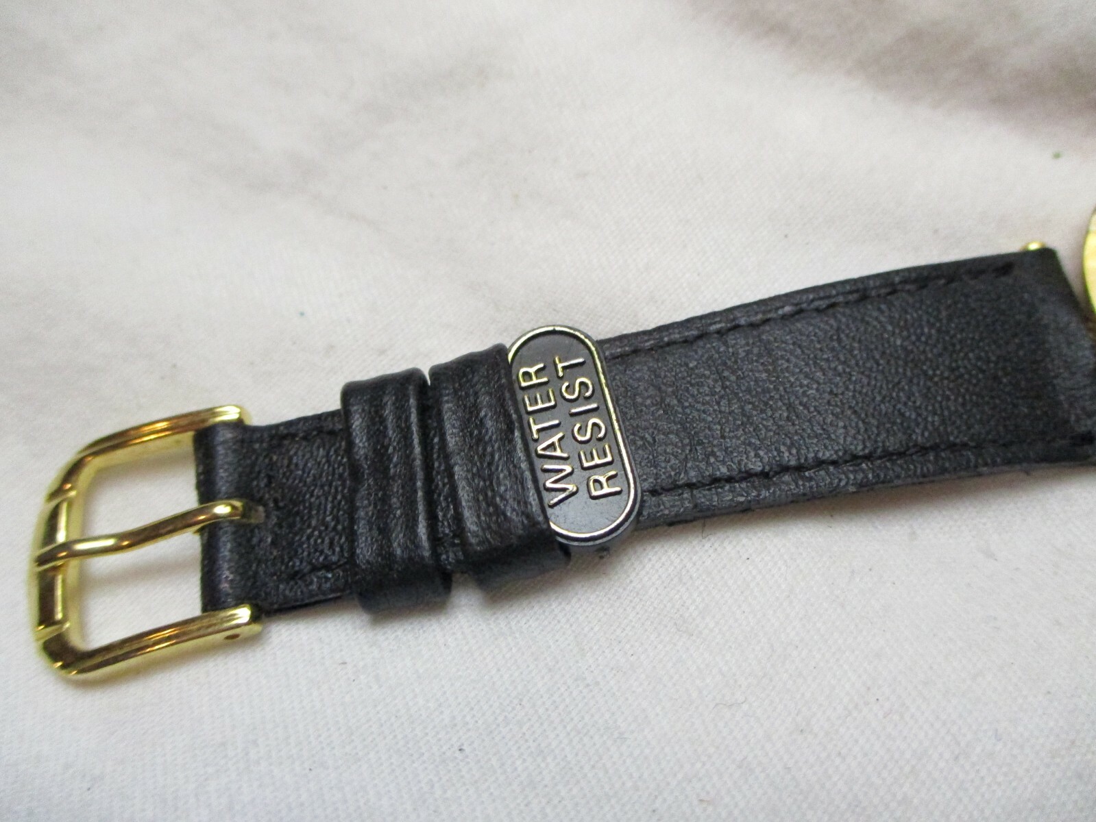 18K Gold Plated Pierre Rucci Watch Black Buckle Leather Band Water ...