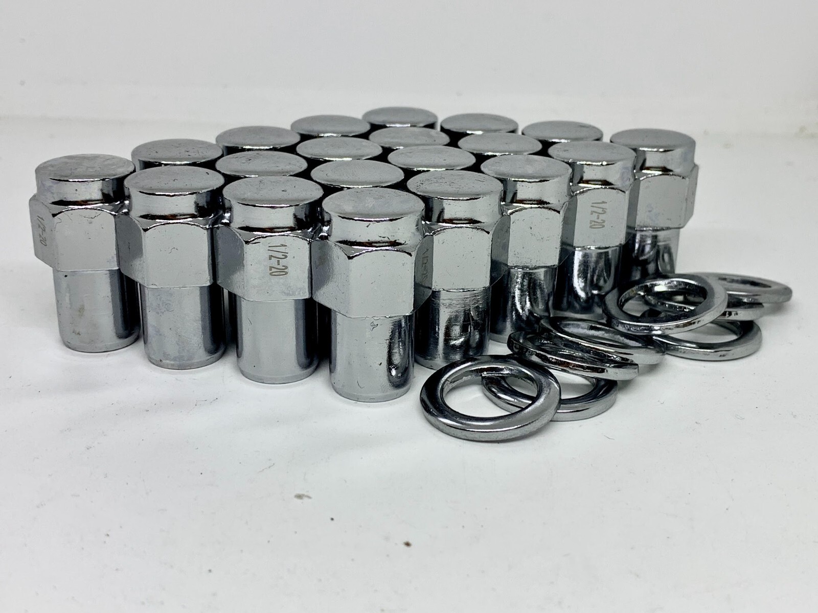 Ford 20 x 1/2" UNF Chrome Shank Alloy Mag Wheel Nuts & Chrome Washers ...