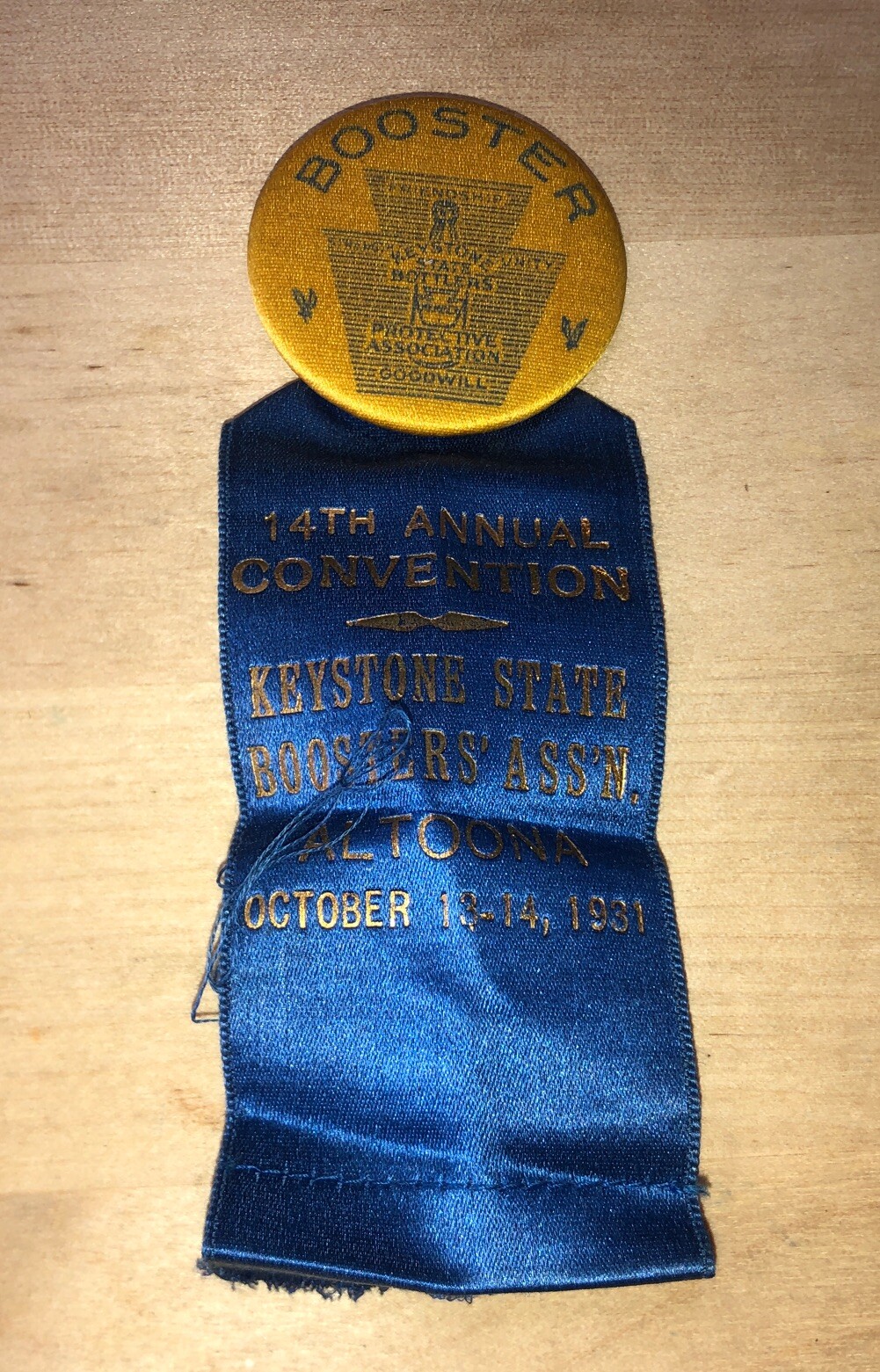 Vintage Bastian 1931 Keystone State Bottlers Ribbon Pin Medal Booster ...
