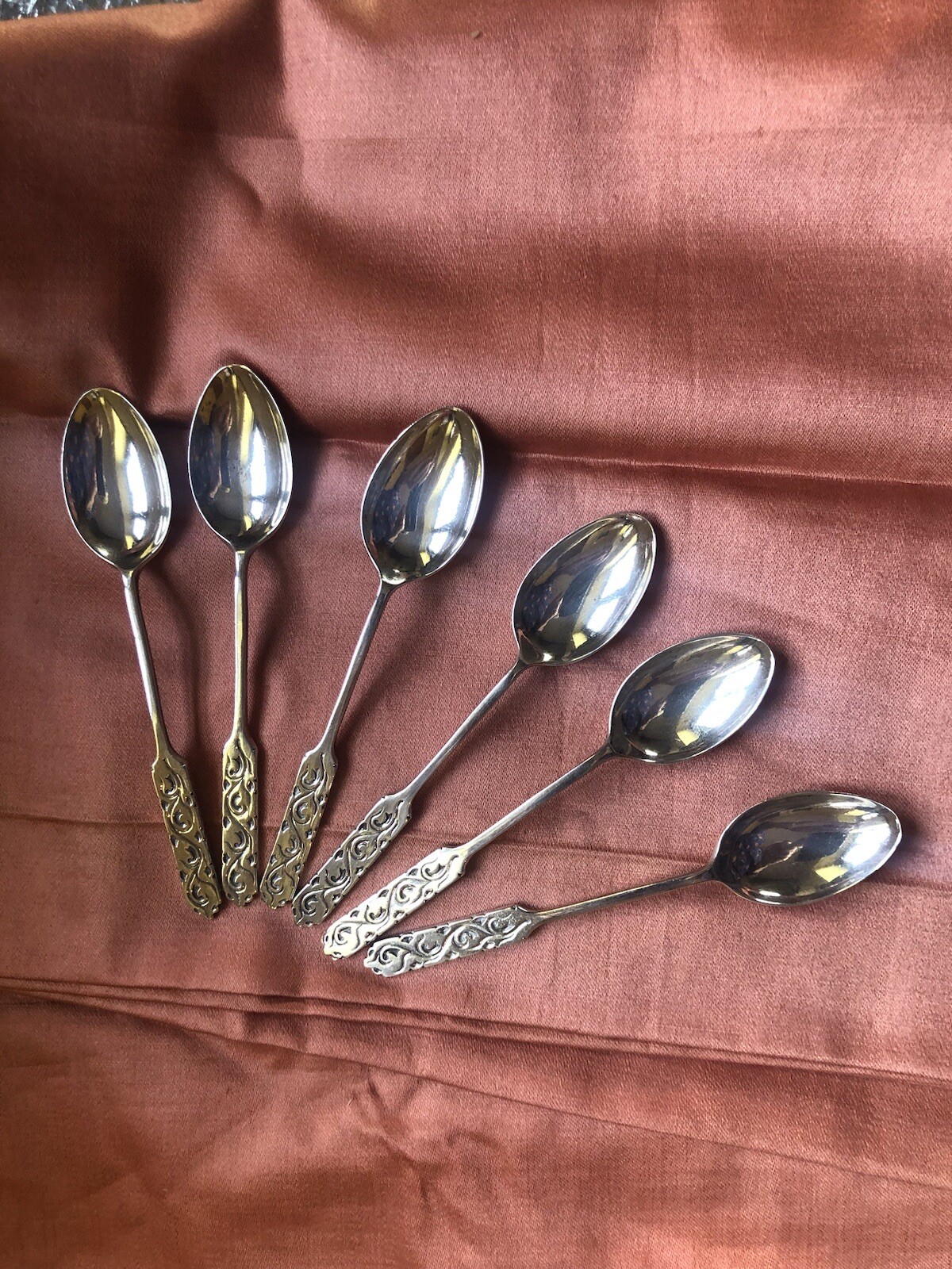 Set 6 Liberty and Co silver spoons Art Nouveau classic Birmingham 1921 ...
