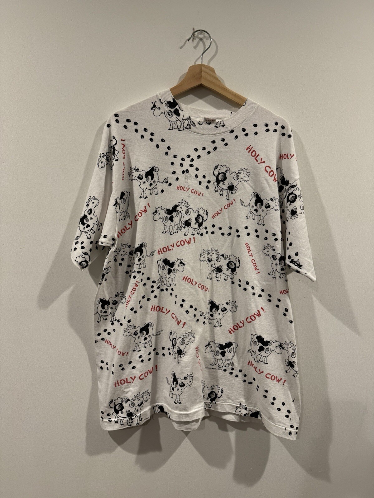 Vintage 90s AOP Cow Print T Shirt - XXL - Holy Cow - Gem