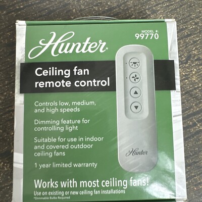 Hunter Ceiling Fan Remote Control: Low, Med & High Speeds -White- Model ...