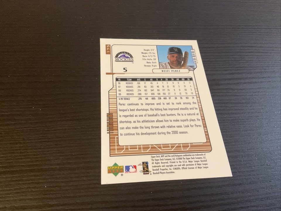2000 Upper Deck MVP Baseball Card #175 Neifi Perez Signed | eBay