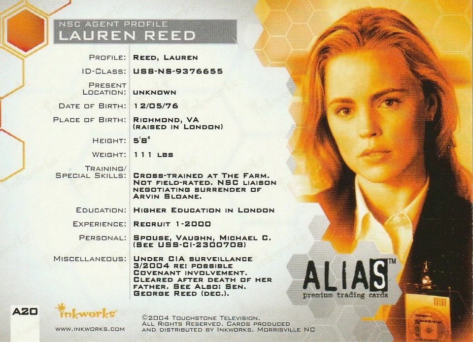 2004 MELISSA GEORGE Inkworks Alias Season 3 A20 As Lauren Reed ...