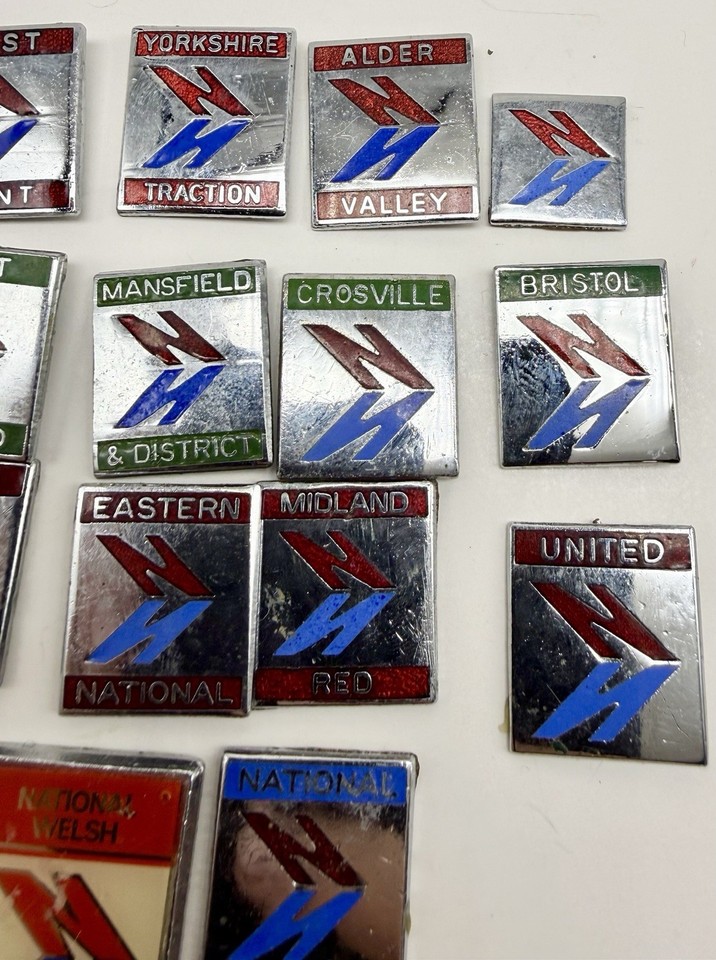 21 VINTAGE The National Bus Company NBC Enamel Badges badge ALL BACKS ...
