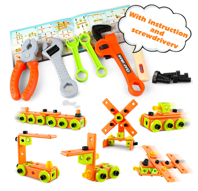 Kids Realistic Construction Tools Toys Set-102PCS Pretend Play Tool ...