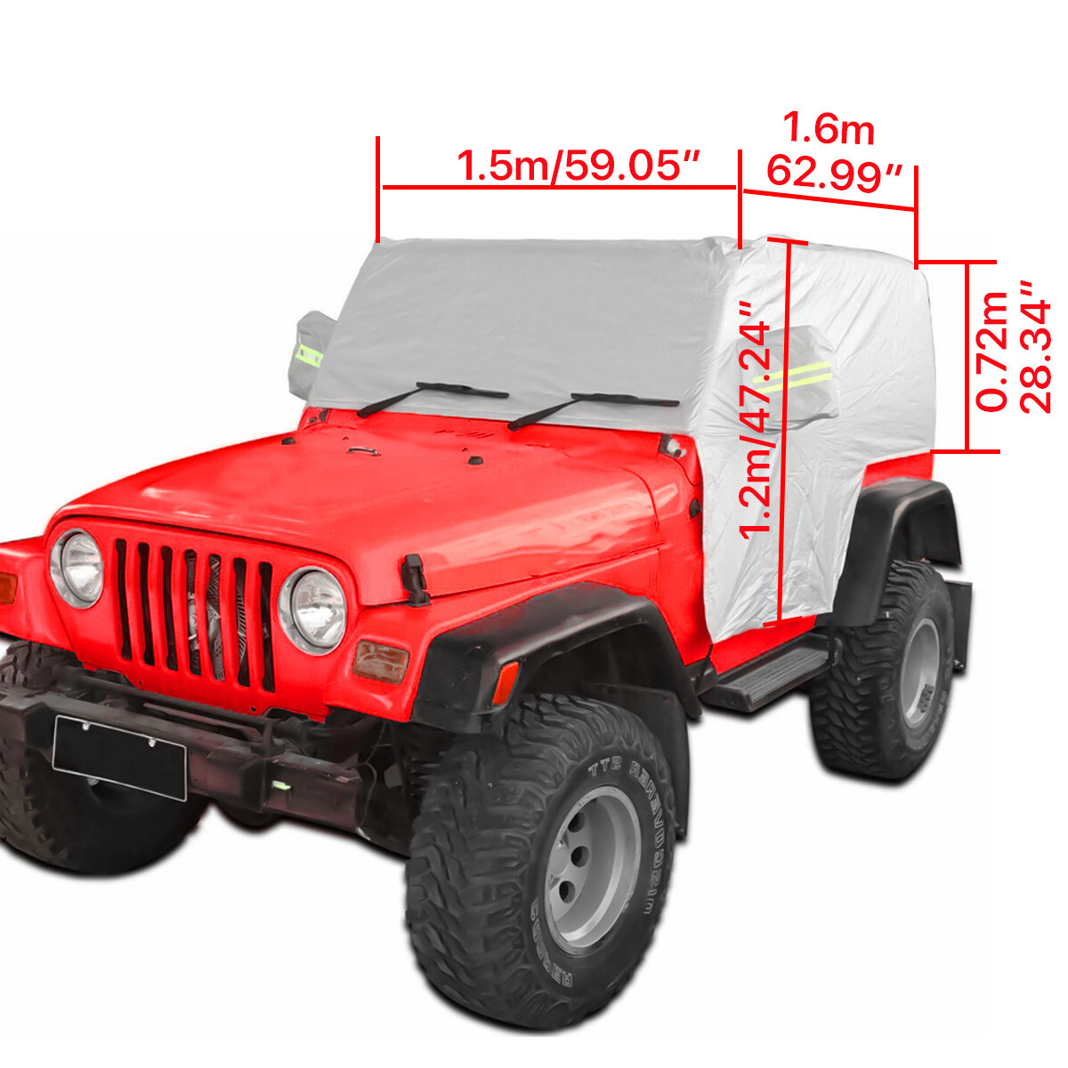 Car Cover Waterproof WITH Zipper For Jeep Wrangler 2 Door CJ YJ TJ JK ...