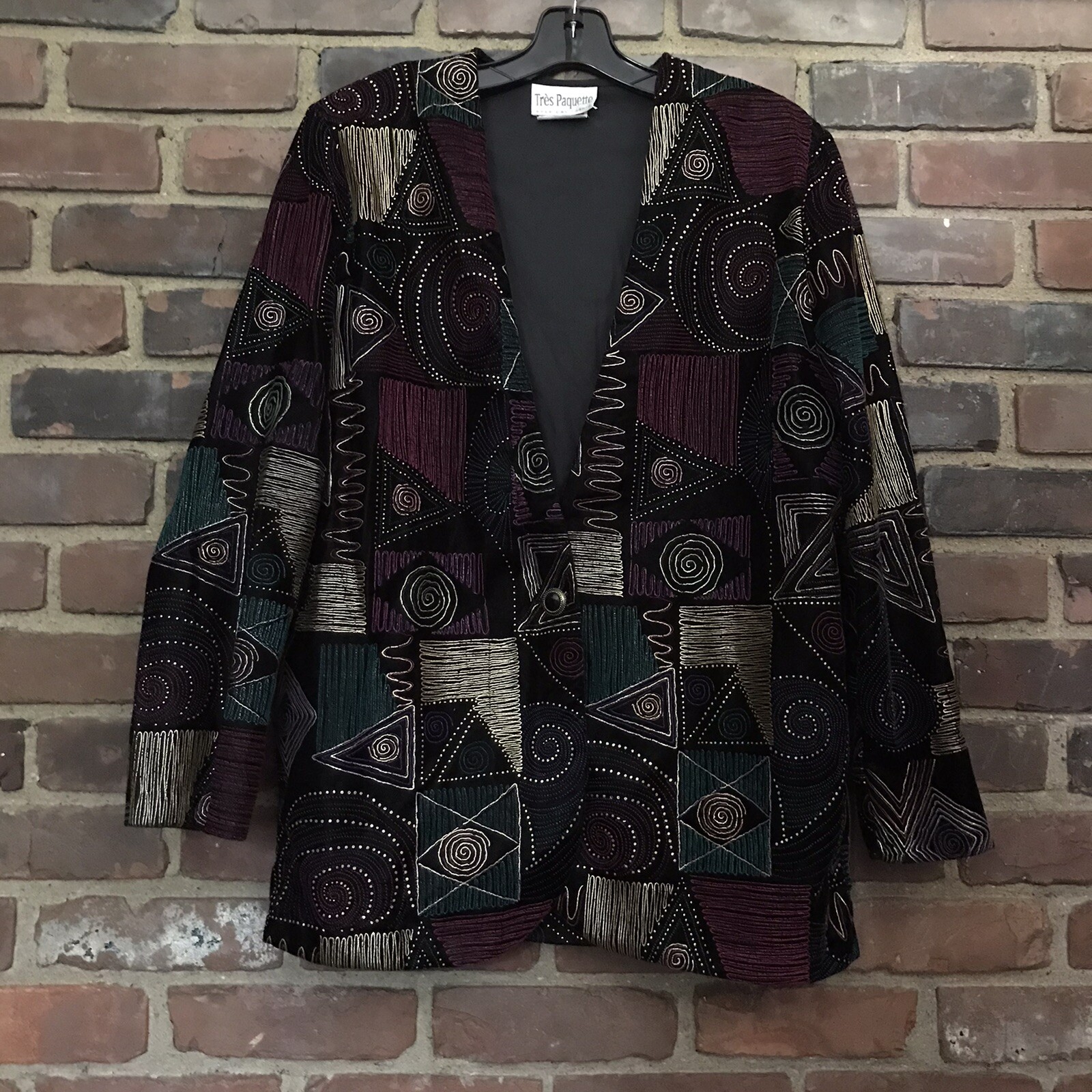 Vintage Tres Paquette | Velvet Loud Print Textured Ja… - Gem