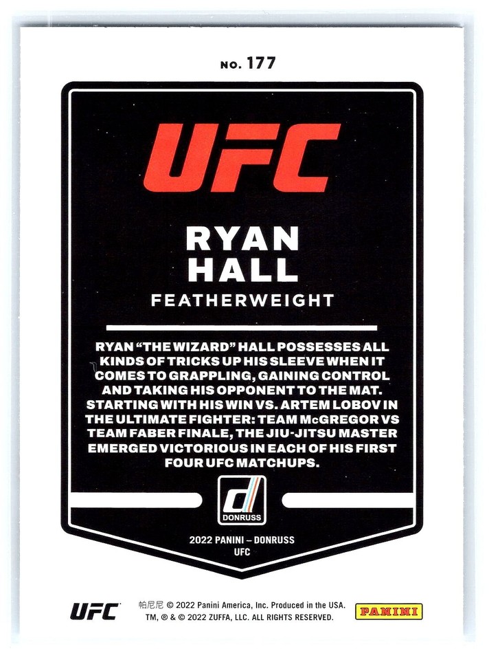 2022 Panini Donruss UFC #177 Ryan Hall | eBay